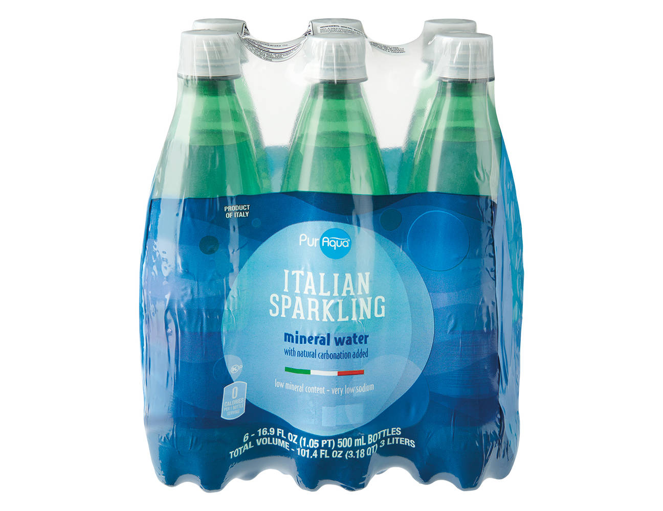 PurAqua Italian Sparkling Mineral Water - 6 pack, 16.9 fl oz Bottles